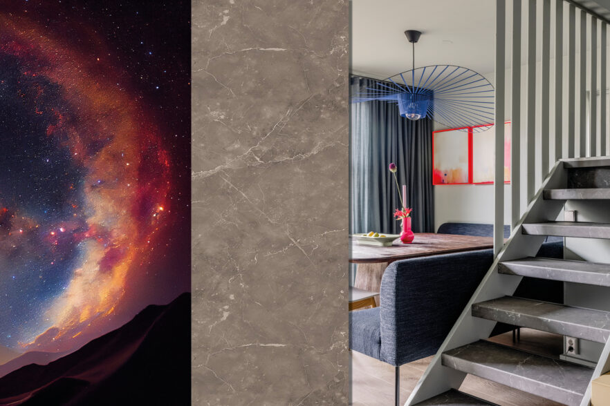 Trapbekleding in luxe marmerlook met witte adering | Upstairs traprenovatie